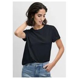 T-Shirt Cinque "CITANA", Damen, Gr. M (38), blau (dunkelblau), Single Jersey, Obermaterial: 95% Baumwolle, 5% Elasthan, unifarben, regular fit h&uuml;ftlang, Rundhals, Shirts T-Shirt, mit Rundhalsausschnitt
