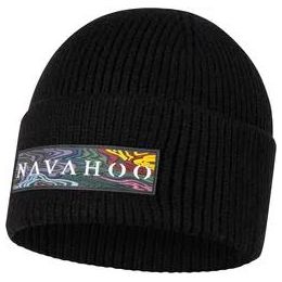 Strickm&uuml;tze Navahoo "Keksmagie 14", Damen, Gr. M (38), schwarz, Strick, Material: 50% Viskose, 30% Nylon, 20% Polyester, M&uuml;tzen Strickm&uuml;tze, Stylische M&uuml;tze mit gro&szlig;em Logodruck