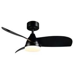 Trio REALITY LEUCHTEN LED Deckenleuchte "HELSINKI mit Ventilator, Deckenventilator mit Licht inkl Fernbedienung", schwarz (schwarz matt), 1, &Oslash; 90cm H: 40cm, 1 Stk., Leuchten, 6 Geschwindigkeiten h&ouml;henverstellbar Vor-& R&uuml;cklauf dimmbar Nachtlicht, LED Deckenleuchte