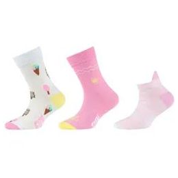 Socken Fun Socks "3er Pack", Damen, Gr. 23-28, blau (ice), 70% Baumwolle, 28% Polyester, 2% Elasthan, gemustert, Socken Socken