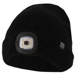 Strickm&uuml;tze HEATKEEPER "MEN THERMAL BEANIE+LED LIGHT RECHARGE", Damen, schwarz, Rippstrick, Kunstfaser, unifarben, M&uuml;tzen Strickm&uuml;tze, wiederaufladbarer, abnehmbaren LED-Leuchte f&uuml;r die dunkle Jahreszeit