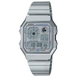 Chronograph Casio VINTAGE, grau (edelstahlfarben, grau), Armbanduhren, Damen, Chronograph, Quarzuhr, Armbanduhr, Damenuhr, Herrenuhr, Edelstahlarmband, digital