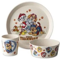 Kindergeschirr-Set Koziol "Kleiner Teller + Schale + Becher CONNECT GROW PAW PATROL", beige (organic moon paw patrol), 3 Stk., Kunststoff, Geschirr-Sets, 100% melaminfrei & recycelbar, CO2 neutral in Deutschland produziert