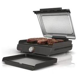 Elektrogrill Ninja "Sizzle Grillplatte und Plancha GR101EU", schwarz (silber, schwarz), B:34cm H:13,5cm T:38cm, Kontaktgrill_Standgrill_Tischgrill_Teppanyakigrill, Teppanyakigrill