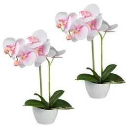 Kunstorchidee Creativ green "Orchidee Phalaenopsis", rosa, H:33cm, Kunststoff, Kunstpflanzen, im Design-Topf