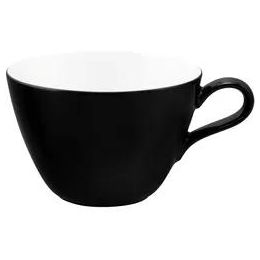 Tasse Seltmann Weiden "Life Fashion", schwarz (glamorous schwarz, wei&szlig;), H:7,1cm &Oslash;:10,9cm, Porzellan, Trinkgef&auml;&szlig;e, Tasse, Milchkaffeeobertasse 0,37 l