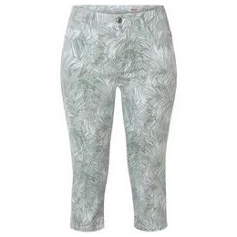 7/8-Hose STOOKER WOMEN "Print Capri Skinny Fit Jeans", Damen, Gr. 44, Kurz, gr&uuml;n (gr&uuml;n palm leaf), angeraute Sweatware, 73% Baumwolle, 25% Polyester, 2% Elasthan, extraeng 7/8-L&auml;nge, Hosen 7/8-Hose, Skinny Fit Casual Clean Wash Magic Shape Effekt f&uuml;r Damen