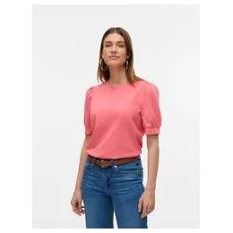 V&eacute;ro Moda T-Shirt VERO MODA "VMKERRY 2/4 O-NECK TOP VMA JRS NOOS", Damen, Gr. M, rosa (tea rose), Jersey, Obermaterial: 100% Baumwolle, unifarben, figurumspielend h&uuml;ftlang, Rundhals, Puff&auml;rmel, Shirts T-Shirt, mit Rundhalsausschnitt