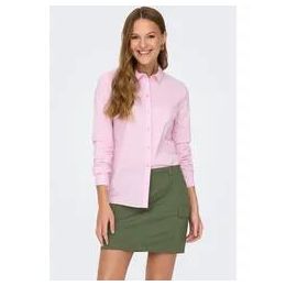 Jacqueline de Yong Hemdbluse JDY "JDYMIO L/S SHIRT WVN NOOS", Damen, Gr. 36, rosa (shocking pink stripes:small wei&szlig; stripes), Web, Obermaterial: 72% Baumwolle, 24% Polyester, 4% Elasthan, gestreift, regular fit h&uuml;ftlang, 1-Knopf-Manschette, Blusen Hemdbluse, unifarben oder gestreift