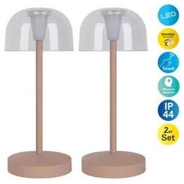 N&auml;ve N&Auml;VE LED Tischleuchte "Gomba 18,5 cm", grau (taupe), 1, &Oslash; 8cm H: 18,5cm, 2 Stk., Leuchten, 2er Set, aufladbar, USB Kabel, Memoryfunktion, stufenlos dimmbar, LED Tischleuchte