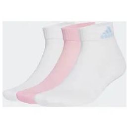 Sportsocken Adidas PERFORMANCE "CUSHIONED SPORTSWEAR ANKLE, 3 PAAR", Damen, Gr. XL (46/48), wei&szlig; (wei&szlig;, wei&szlig;, true pink), Obermaterial: 62% Baumwolle, 34% Polyester, 3% Elasthan, 1% sonstige Fasern, Socken Sportsocken