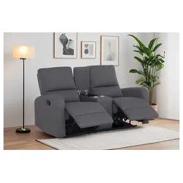 2-Sitzer Home Affaire "TOURNAY, 2er-Kinosofa, Liegesofa, TV-Sessel, Multimedia-Sofa", grau (dunkelgrau), B:163cm H:96cm T:93cm, Sofas, mit manueller Relaxfunktion, Getr&auml;nkehalter, Staufach
