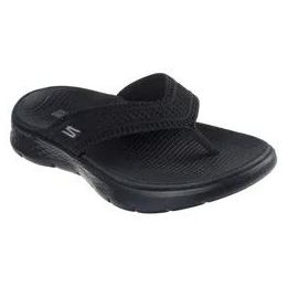Zehentrenner Skechers "GO WALK FLEX SANDAL", Damen, Gr. 39, schwarz, Textil, Strukturmuster, unifarben, Schuhe Zehentrenner, Badeschuh, Strandschuh, Sommerschuh mit Goga Mat Fu&szlig;bett
