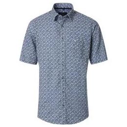 Kurzarmhemd Casamoda "Casamoda Leinenhemd Kurzarm Print", Herren, Gr. XL, Normalgr&ouml;&szlig;en, blau, 50% Leinen, 50% Baumwolle, bedruckt, l&auml;ssig geschnitten, Hemden