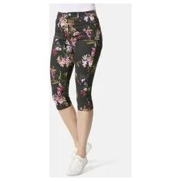 7/8-Hose STOOKER WOMEN "Print Capri Skinny Fit Jeans", Damen, Gr. 42, Kurz, bunt (flower dream), angeraute Sweatware, 73% Baumwolle, 25% Polyester, 2% Elasthan, extraeng 7/8-L&auml;nge, Hosen 7/8-Hose, Skinny Fit Capri Pants Wash Magic Shape Effekt f&uuml;r Damen