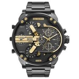 Chronograph Diesel "MR. DADDY 2.0", schwarz (gunfarben), Armbanduhren, Damen, Chronograph, Quarzuhr, Armbanduhr, Herrenuhr, Stoppfunktion, mehrere Zeitzonen