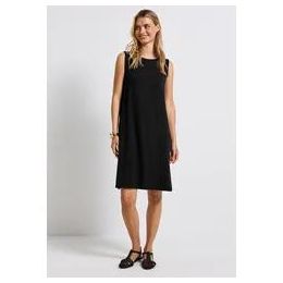 Sommerkleid Street One, Damen, Gr. 42, EURO-Gr&ouml;&szlig;en, schwarz, Stoff, 95% Viskose, 5% Elasthan, unifarben, normal knieumspielend, Rundhals, abgesteppt, Kleider Sommerkleid, aus Viskose