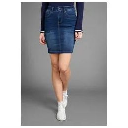 Jeansrock Arizona "Ultra-Stretch", Damen, Gr. 52, blau (dk blau used), Denim/Jeans, Obermaterial: 74% Baumwolle, 24% Polyester, 2% Elasthan, unifarben, Basic, kniefrei, R&ouml;cke Jeansrock, extra eng geschnitten