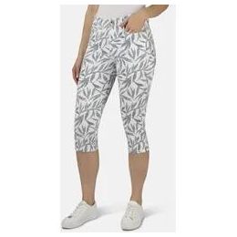 7/8-Hose STOOKER WOMEN "Print Capri Skinny Fit Jeans", Damen, Gr. 46, Kurz, blau (blau leafs dots), angeraute Sweatware, 73% Baumwolle, 25% Polyester, 2% Elasthan, extraeng 7/8-L&auml;nge, Hosen 7/8-Hose, Skinny Fit Capri Pants Wash Magic Shape Effekt f&uuml;r Damen