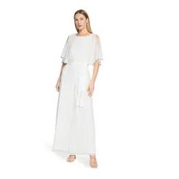 Overall Vera Mont "Damen mit Bindeg&uuml;rtel", Damen, Gr. 44, Normalgr&ouml;&szlig;en, wei&szlig; (rohwei&szlig;), Chiffon, Obermaterial: 100% Polyester. Futter: 100% Polyester, ausgestellt, Rundhals, Overalls Overall, Design