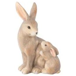 Osterhase CREATIV HOME "Hase mit Kind", braun, B:15cm H:25cm T:13cm, Keramik, Dekofiguren, mit niedlichen Gesichtern