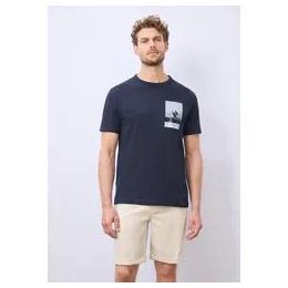 T-Shirt Street One MEN, Damen, Gr. 3XL, blau (schwarz navy blau), Web, 100% Baumwolle, bedruckt, normal normal, Rundhals, B&uuml;ndchen, Shirts T-Shirt, aus reiner Baumwolle
