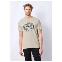 T-Shirt Street One MEN, Herren, Gr. 3XL, beige (basic beige), Web, 100% Baumwolle, bedruckt, normal normal, Rundhals, B&uuml;ndchen, Shirts T-Shirt, mit Rundhalsausschnitt