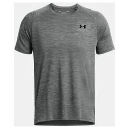 Trainingsshirt Under Armour "UA TECH TEXTURED SS", Herren, Gr. L, schwarz (castlerock,, schwarz), Obermaterial: 100% Polyester, normal, Rundhals, Shirts, normale Schnittform, Kurzarm, sportlicher Stil, Rundhalsausschnitt