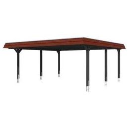 Skan Holz Doppelcarport SKANHOLZ "Wendland", grau (anthrazit, rote blende), B/H/T: 253cm x, Carports