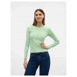 V&eacute;ro Moda Langarmshirt VERO MODA "VMCHLOE LS SHORT TOP JRS NOOS", Damen, Gr. L, gr&uuml;n (pastel gr&uuml;n), Feinripp, Obermaterial: 95% Baumwolle, 5% Elasthan, unifarben, slim fit normal, Rundhals, Shirts Langarmshirt, Baumwollmischung