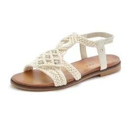 Sandale Lascana "Sommerschuh, offener Schuh, Pantolette", M&auml;dchen, Gr. 36, beige (creme), Obermaterial: 100% Textilmaterial. Decksohle: 100% Lederimitat. Futter: 100% Textilmaterial. Laufsohle: 100% Synthetik, Glitzer, unifarben, Basic, Schuhe Sandale, in trendiger H&auml;keloptik, Glitzerdetails und elastischen Riemchen