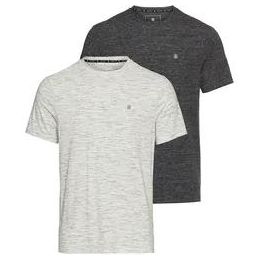 T-Shirt DELMAO, Herren, Gr. 3XL (64/66), schwarz (schwarz melange, wei&szlig; melange), Single Jersey, Obermaterial: 60% Baumwolle, 40% Polyester, meliert, slim fit, Rundhals, Shirts T-Shirt, in hochwertiger Melange-Optik mit dezenter Logo-Stickerei