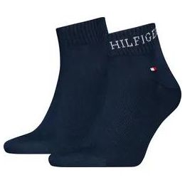 Kurzsocken Tommy Hilfiger "TH MEN QUARTER 2P HILFIGER TAB", Herren, Gr. 43-46, blau (navy), Baumwollmischung, normal, Socken, Logo-Flag und Schriftzug
