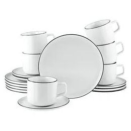 Kaffeeservice Creatable "Chef Collection Black Line, Kaffee-Service 18-tlg", wei&szlig;, 18 Stk., Porzellan, Geschirr-Sets, Kaffeeservice, Daily Use, Zeitlos