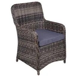 Gartensessel Garden Pleasure "BORDEAUX", grau (grau, braun), B:66cm H:93cm T:62cm, Obermaterial: 100% Polyester, Sessel, inkl. Auflagen