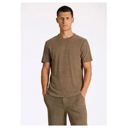 T-Shirt LINDBERGH "T-Shirt Relaxed Fit", Herren, Gr. L, grau (dk stone), Obermaterial: 80% Baumwolle, 20% Polyester, unifarben, l&auml;ssig geschnitten, Rundhals, Shirts T-Shirt