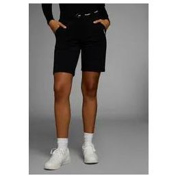 Bermudas Kangaroos, Damen, Gr. 40, N-Gr, schwarz, angeraute Sweatware, Obermaterial: 95% Baumwolle, 5% Elasthan, unifarben, Basic normal, Hosen Bermudas, mit Logo-G&uuml;rtel