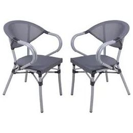 Stapelstuhl Garden Pleasure "TOSKANA", schwarz (schwarz, grau, hellgrau, hellgrau, grau), B:58cm H:82cm T:55cm, Aluminium, Kunststoff, St&uuml;hle, Stapelstuhl, 2er Set