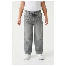 Relax-fit-Jeans KIDS Only "KOGGIANNA STRAIGHT DNM PIM757 NOOS", M&auml;dchen, Gr. 134, N-Gr, blau (medium grau denim), Denim/Jeans, Obermaterial: 100% Baumwolle, unifarben, relaxed fit kn&ouml;chellang, Jeans