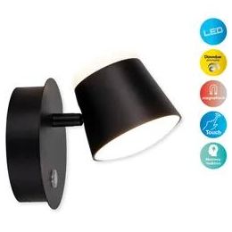 N&auml;ve N&Auml;VE LED Wandleuchte "Tondo", schwarz, 1, &Oslash; 8,4cm H: 12cm, 1 Stk., Leuchten, magnetisch, Akku Aufladung per USB-C Kabel, dimmbar per touch, Memory, LED Wandleuchte