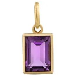 Kettenanh&auml;nger OROLINO "585 Gold mit echtem Amethyst 6,5x4,5mm", gelb (gelb, lila), Schmuckanh&auml;nger, Damen, one-size, Gold, 0,9 g, Kettenanh&auml;nger