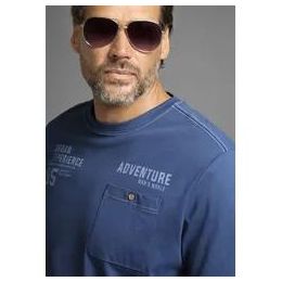 MAN'S WORLD T-Shirt MAN'S WORLD, Herren, Gr. 3XL (64/66), blau (marine), Single Jersey, Obermaterial: 100% Baumwolle, bedruckt, normal, Rundhals, Shirts T-Shirt, mit Kontrastn&auml;hten und funktionaler Brusttasche