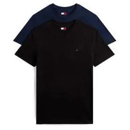 Tommy Hilfiger Rundhalsshirt TOMMY JEANS "TJM XSLIM 2PACK JERSEY TEE EXT", Damen, Gr. XXL, schwarz, schwarz night navy, Single Jersey, Obermaterial: 100% Baumwolle, slim fit normal, Rundhals, eingesetzt abgesteppte Kante, Shirts Rundhalsshirt, Logostickerei, 2Pack, Topseller