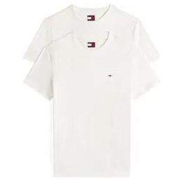 Tommy Hilfiger Rundhalsshirt TOMMY JEANS "TJM XSLIM 2PACK JERSEY TEE EXT", Damen, Gr. XL, beige (ecru, ecru), Single Jersey, Obermaterial: 100% Baumwolle, unifarben, slim fit normal, Rundhals, eingesetzt abgesteppte Kante, Shirts Rundhalsshirt, Logostickerei, 2Pack