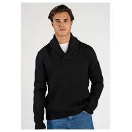 Strickpullover LINDBERGH "Strickpullover Relaxed Fit", Herren, Gr. XL, schwarz, Obermaterial: 80% Baumwolle, 20% Polyester, unifarben, V-Ausschnitt, Pullover Strickpullover