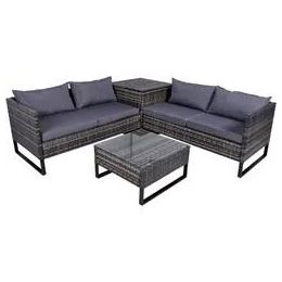 Gartenlounge-Set Garden Pleasure "RAMIRA", schwarz (schwarz, blau), Obermaterial: 100% Polyester, Sitzm&ouml;bel-Sets