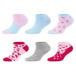 Sneakersocken s.Oliver "6er Pack", M&auml;dchen, Gr. 35-38, bunt (cherries jubilee), 58% Baumwolle, 40% Polyamid, 2% Elasthan, gemustert, Socken Sneakersocken