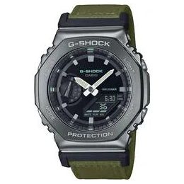 Chronograph Casio G-SHOCK, gr&uuml;n (khaki, silberfarben), Armbanduhren, Damen, Chronograph, Quarzuhr,Armbanduhr,Herrenuhr,digital, bis 20bar wasserd.Textilarmband