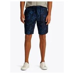 Shorts Tommy Hilfiger "HARLEM PO LINEN PRINT SHORT", Herren, Gr. 31, N-Gr, blau (desert sky), Web, Obermaterial: 100% Leinen, Hosen Shorts, mit Allover Print