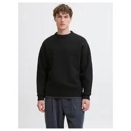 Jack & Jones Rundhalspullover JACK & JONES "JJESOHO OLLIE KNIT CREW NECK SN", Damen, Gr. XL, schwarz, Strick, Obermaterial: 51% Polyester, 41% Polyacryl, 5% Wolle, 3% Elasthan, unifarben, relaxed fit normal, Rundhals, Strickb&uuml;ndchen, Pullover Rundhalspullover, Materialmix, relaxed fit
